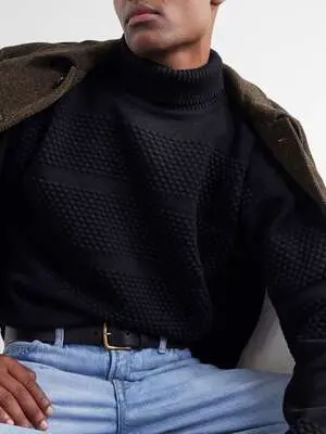 S.N.S. HERNING Textured Virgin Wool Rollneck Sweater