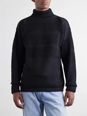 S.N.S. HERNING Textured Virgin Wool Rollneck Sweater - Black