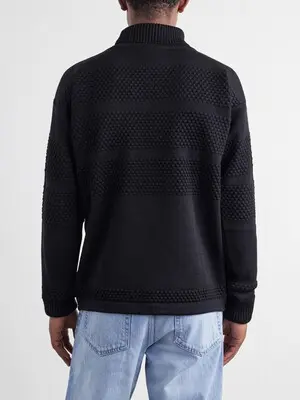 S.N.S. HERNING Textured Virgin Wool Rollneck Sweater - Black