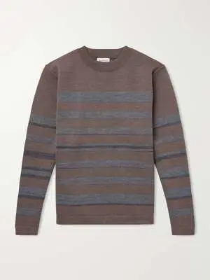 S.N.S. HERNING Given Striped Wool Sweater - Brown