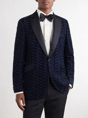 FAVOURBROOK Nene Grosgrain-trimmed Embroidered Velvet Tuxedo Jacket