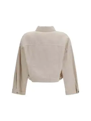 Brunello Cucinelli Cotton And Linen Jacket With Monili - White