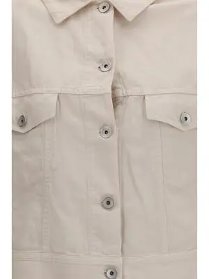 Brunello Cucinelli Cotton And Linen Jacket With Monili - White