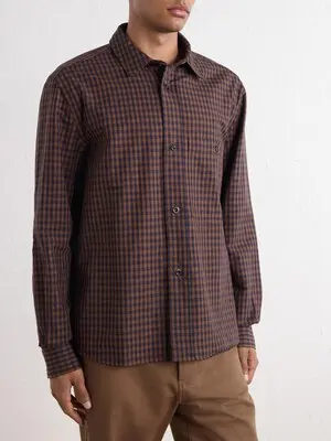 MARGARET HOWELL Mhl. Overall Checked Cotton And Linen-blend Shirt