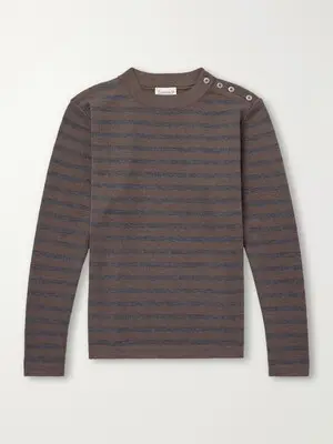 S.N.S. HERNING Naval Striped Virgin Wool Sweater - Brown