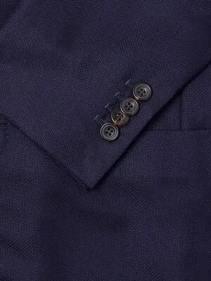 DRAKE'S Virgin Wool Canvas Blazer - Blue