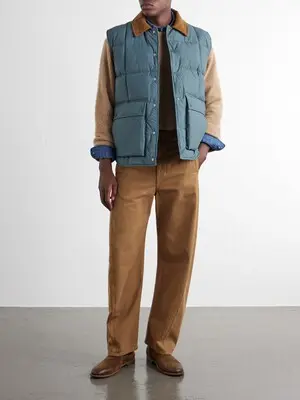 A.p.c. Jimmy Corduroy-trimmed Quilted Shell Vest - Blue