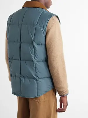 A.p.c. Jimmy Corduroy-trimmed Quilted Shell Vest - Blue