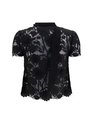 SELF-PORTRAIT Tie-neck Top - Black