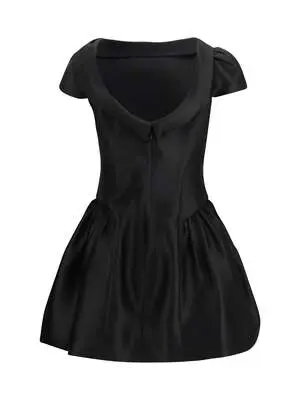 SELF-PORTRAIT Short Taffeta Dress With Collar - Black