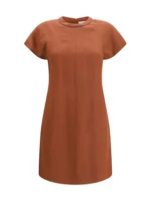 Brunello Cucinelli Midi Linen Dress - Brown