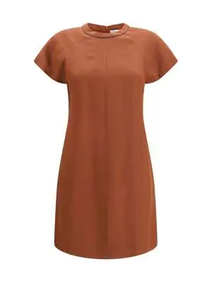 Brunello Cucinelli Midi Linen Dress - Brown