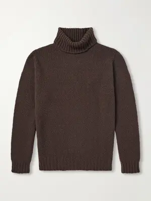 De Bonne Facture Wool-bouclé Rollneck Sweater - Brown
