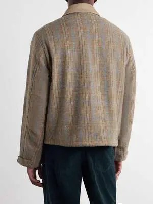 FRIZMWORKS Corduroy-trimmed Checked Wool Jacket