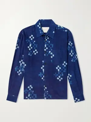 KARDO Luis Printed Cotton-corduroy Shirt - Blue