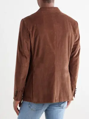 Canali Capri Double-breasted Cotton-corduroy Blazer