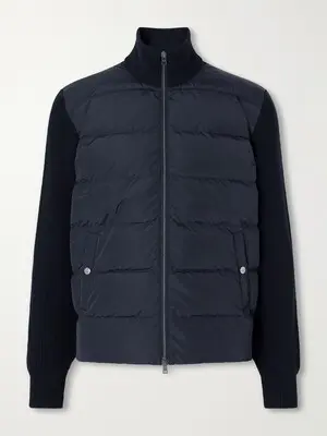 Herno Waffle-knit Wool And Quilted Shell Down Jacket - Blue