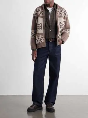 FRIZMWORKS Thunderbird Wool-blend Jacquard Zip-up Sweater