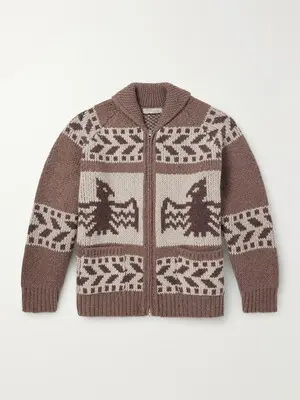 FRIZMWORKS Thunderbird Wool-blend Jacquard Zip-up Sweater - Brown