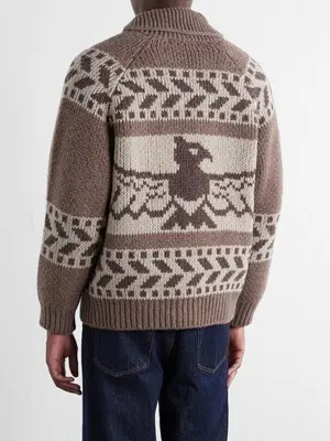 FRIZMWORKS Thunderbird Wool-blend Jacquard Zip-up Sweater - Brown