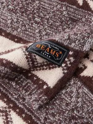 BEAMS Muffler Cable-knit Jacquard Wool Scarf