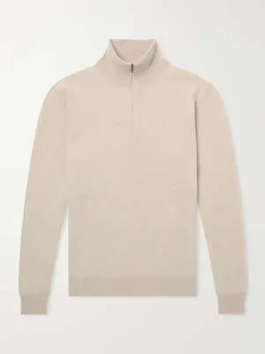 Massimo Alba Liam Cashmere Half-zip Sweater - Beige
