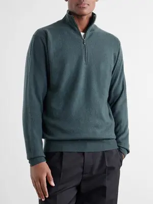 Massimo Alba Liam Cashmere Half-zip Sweater - Green