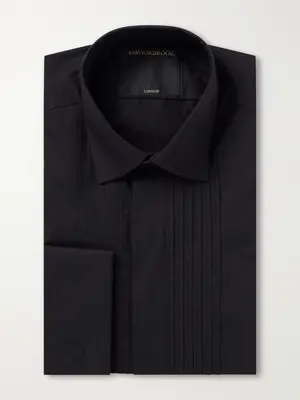 FAVOURBROOK Pintucked Cotton-poplin Shirt - Black