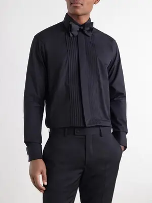 FAVOURBROOK Cutaway-collar Pintucked Cotton-poplin Tuxedo Shirt