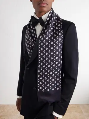 FAVOURBROOK Fringed Silk-jacquard Scarf