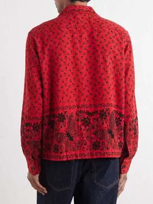 BODE Camp-collar Embellished Printed Cotton-poplin Shirt