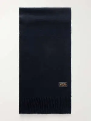 BEAMS Fringed Cashmere Scarf - Navy