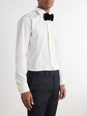 FAVOURBROOK Classic-collar Pintucked Cotton-poplin Tuxedo Shirt