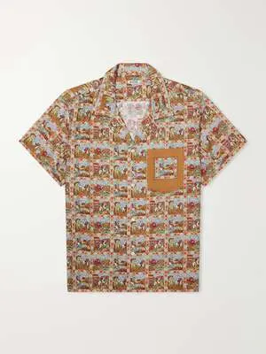 BODE Cowboy Comic Camp-collar Printed Silk-satin Shirt - Brown