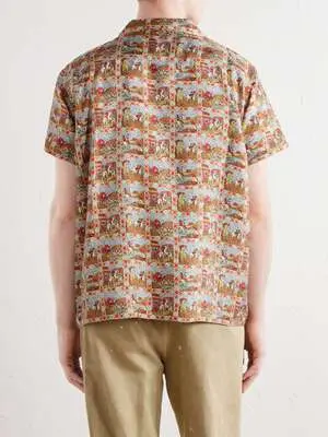 BODE Cowboy Comic Camp-collar Printed Silk-satin Shirt