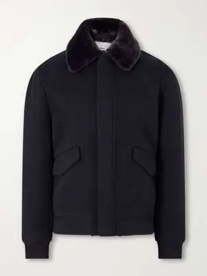 Gabriela Hearst James Shearling-trimmed Cashmere Bomber Jacket - Black