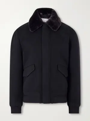Gabriela Hearst James Shearling-trimmed Cashmere Bomber Jacket - Black