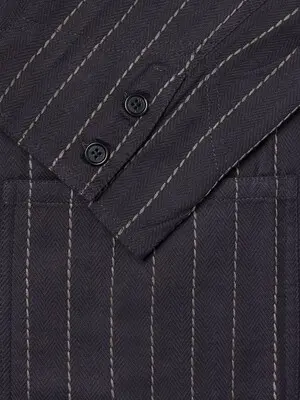 KARDO Somesh Embroidered Striped Herringbone Cotton Suit Jacket - Blue