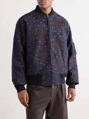 KARDO Max Embroidered Cotton Bomber Jacket - Blue