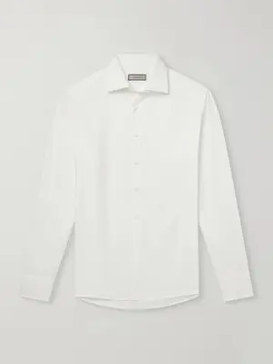 Canali Cotton-herringbone Shirt - White
