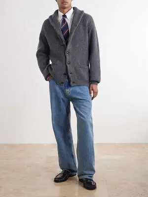 DRAKE'S Ribbed Wool Cardigan