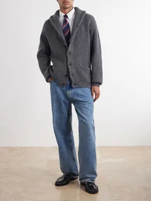DRAKE'S Ribbed Wool Cardigan