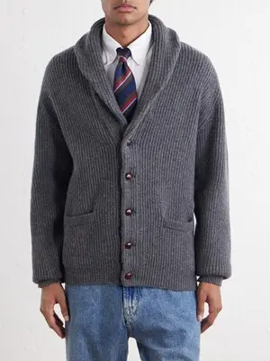 DRAKE'S Ribbed Wool Cardigan