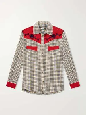 BODE River City Western Checked Cotton Shirt - Red