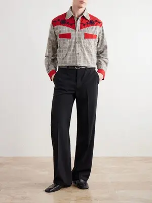 BODE River City Western Checked Cotton Shirt - Red