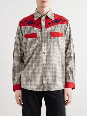 BODE River City Western Checked Cotton Shirt - Red