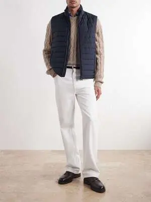 Canali Leather-trimmed Quilted Shell Gilet