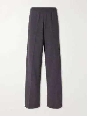 Gucci Webbing-trimmed Straight-leg Wool Trousers - Gray