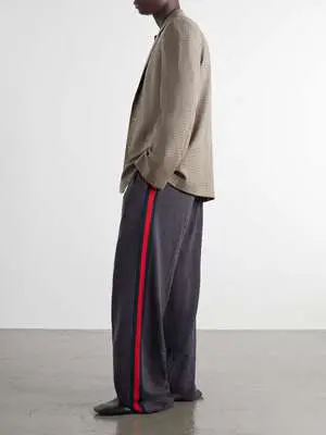 Gucci Webbing-trimmed Straight-leg Wool Trousers