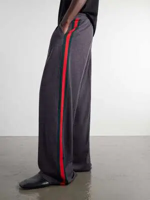 Gucci Webbing-trimmed Straight-leg Wool Trousers